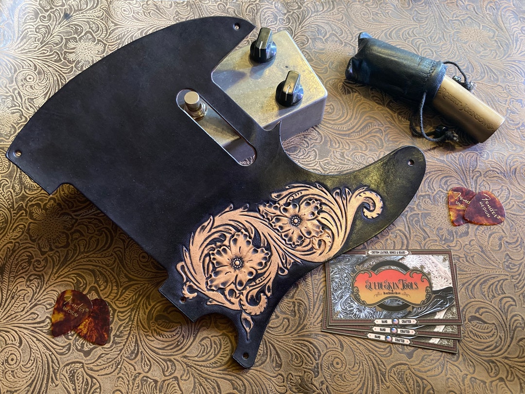 Custom Tooled Leather Floral Pickguard Fits Fender Telecaster Tele ...