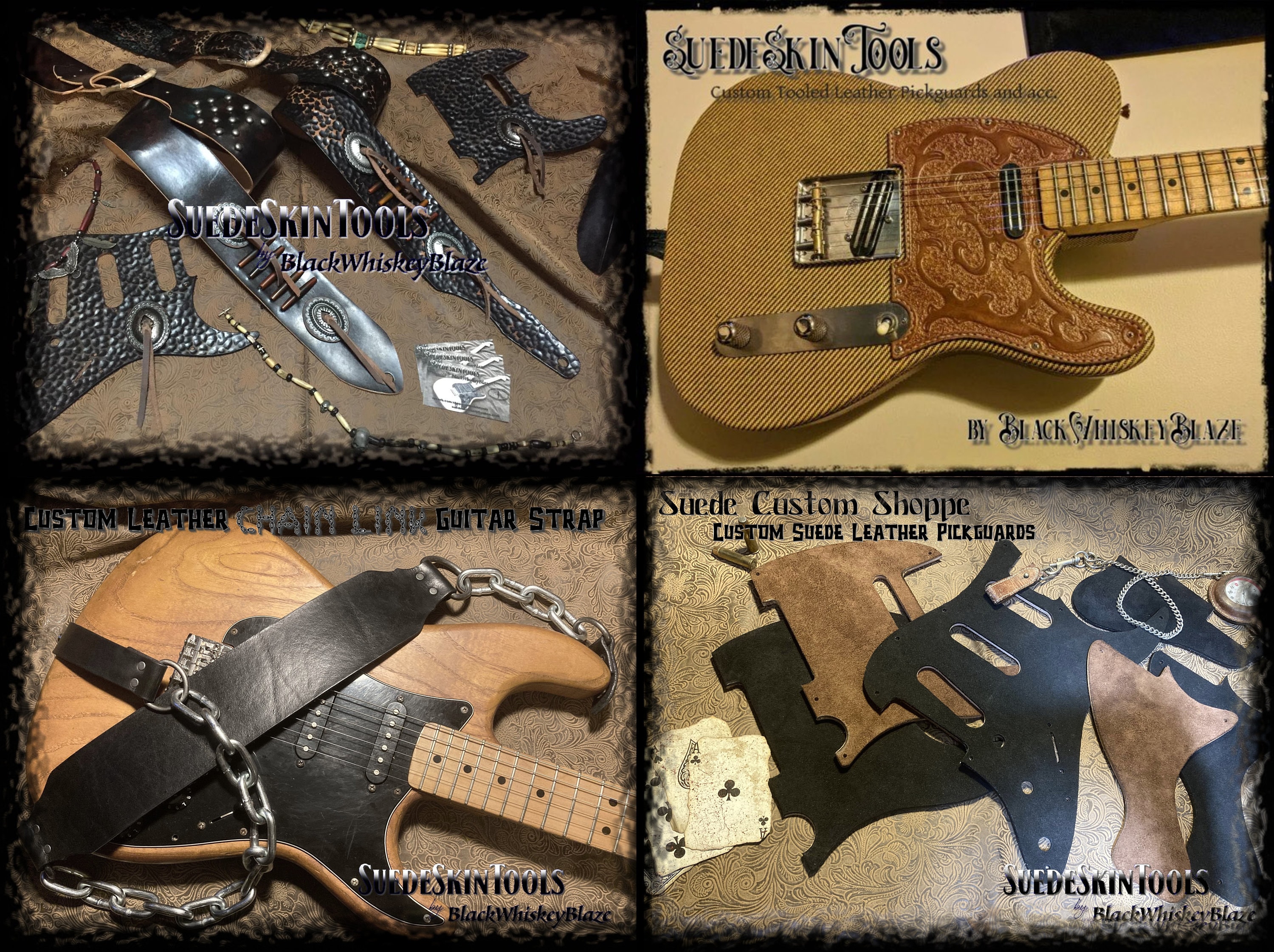 Custom Tooled Leather Skull Pickguard Fits Fender Telecaster Tele or ...