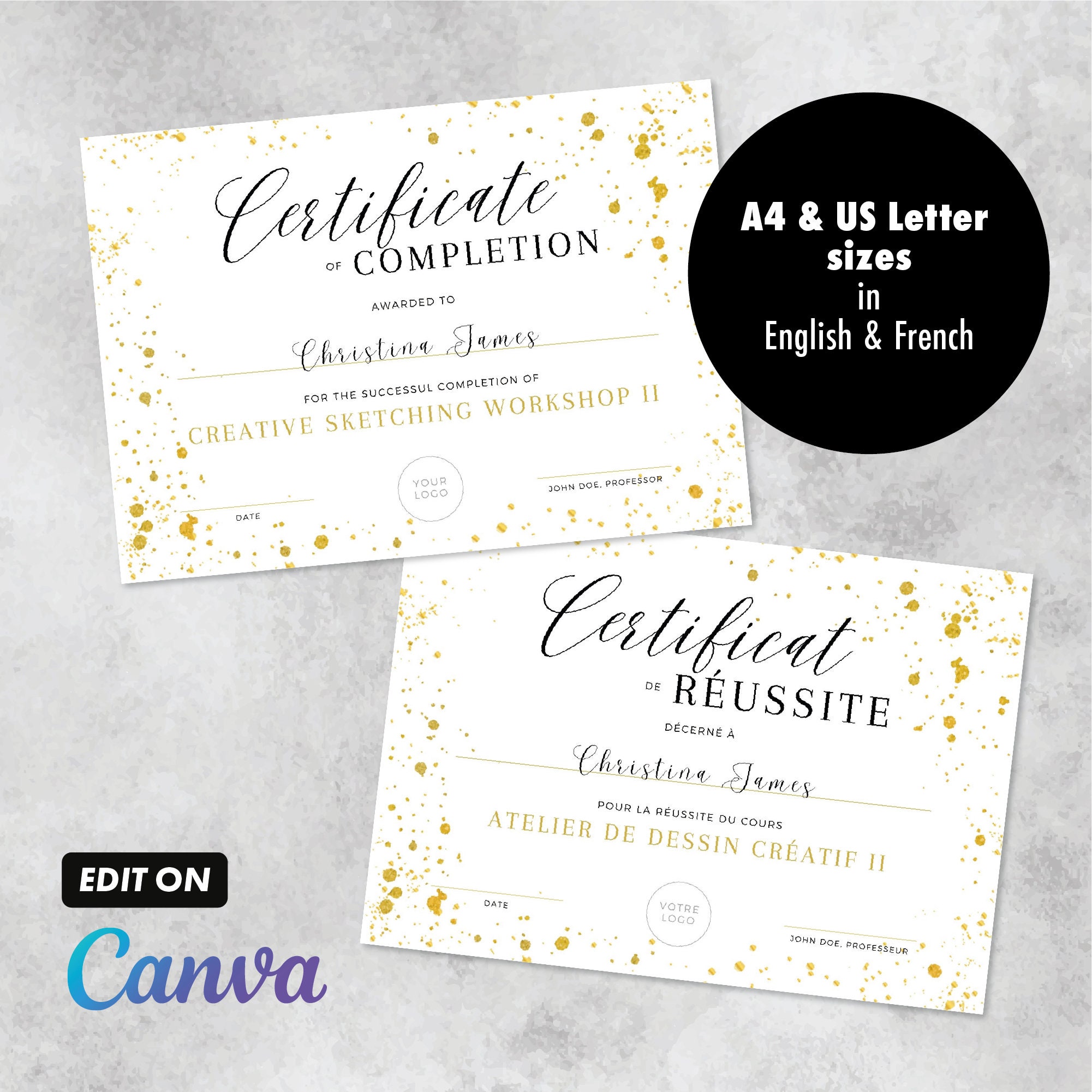 Certificate, Certificate Template, Canva Template, Award Certificate ...