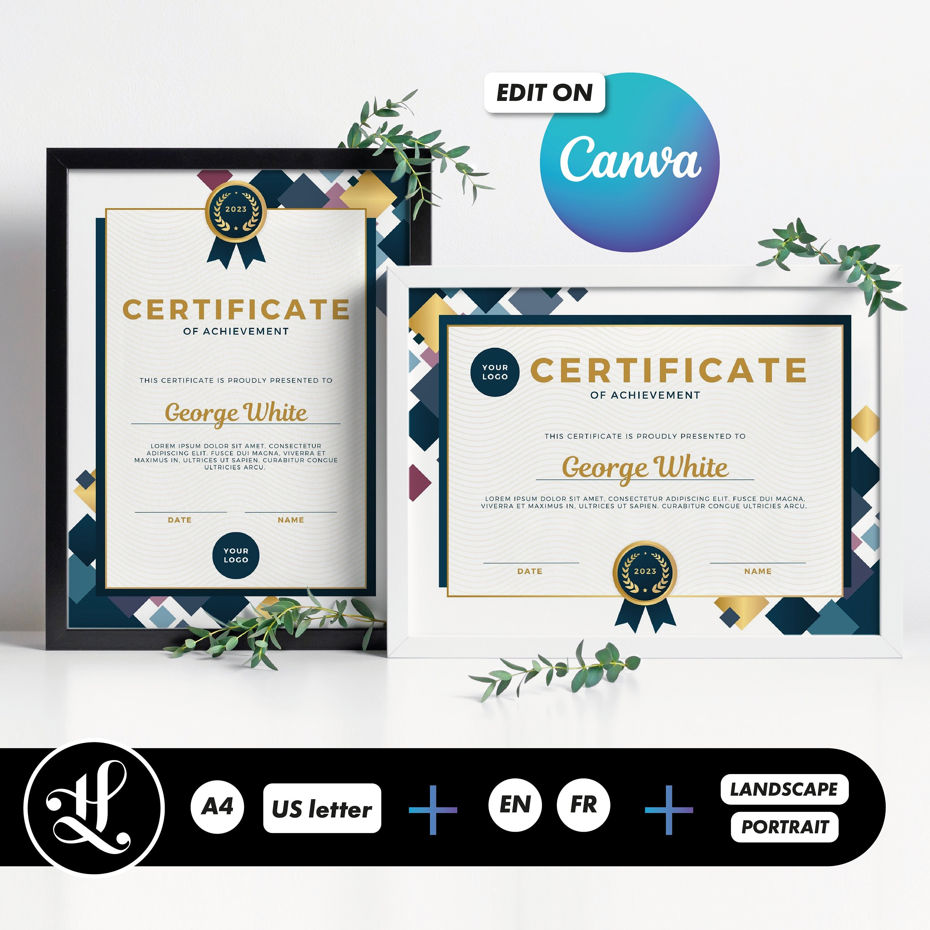 Certificate, Certificate Template, Canva Template, Award Certificate ...