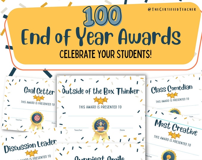 End of School Year Awards bonus Blank Template PRINTABLE 100 Unique ...