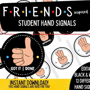 Hand Signals Poster Hand Signals for Classroom Management - Etsy