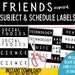 School Subject Labels | Schedule Cards | Daily Schedule | Friends ...