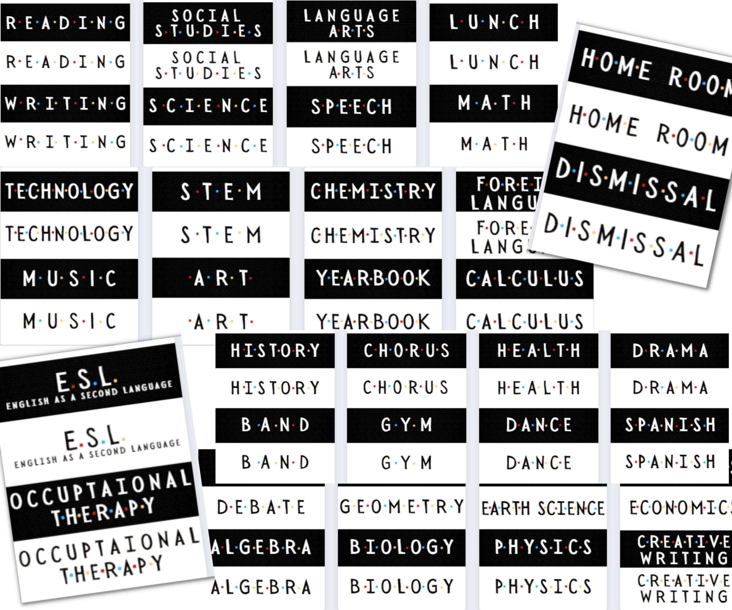 School Subject Labels | Schedule Cards | Daily Schedule | Friends ...