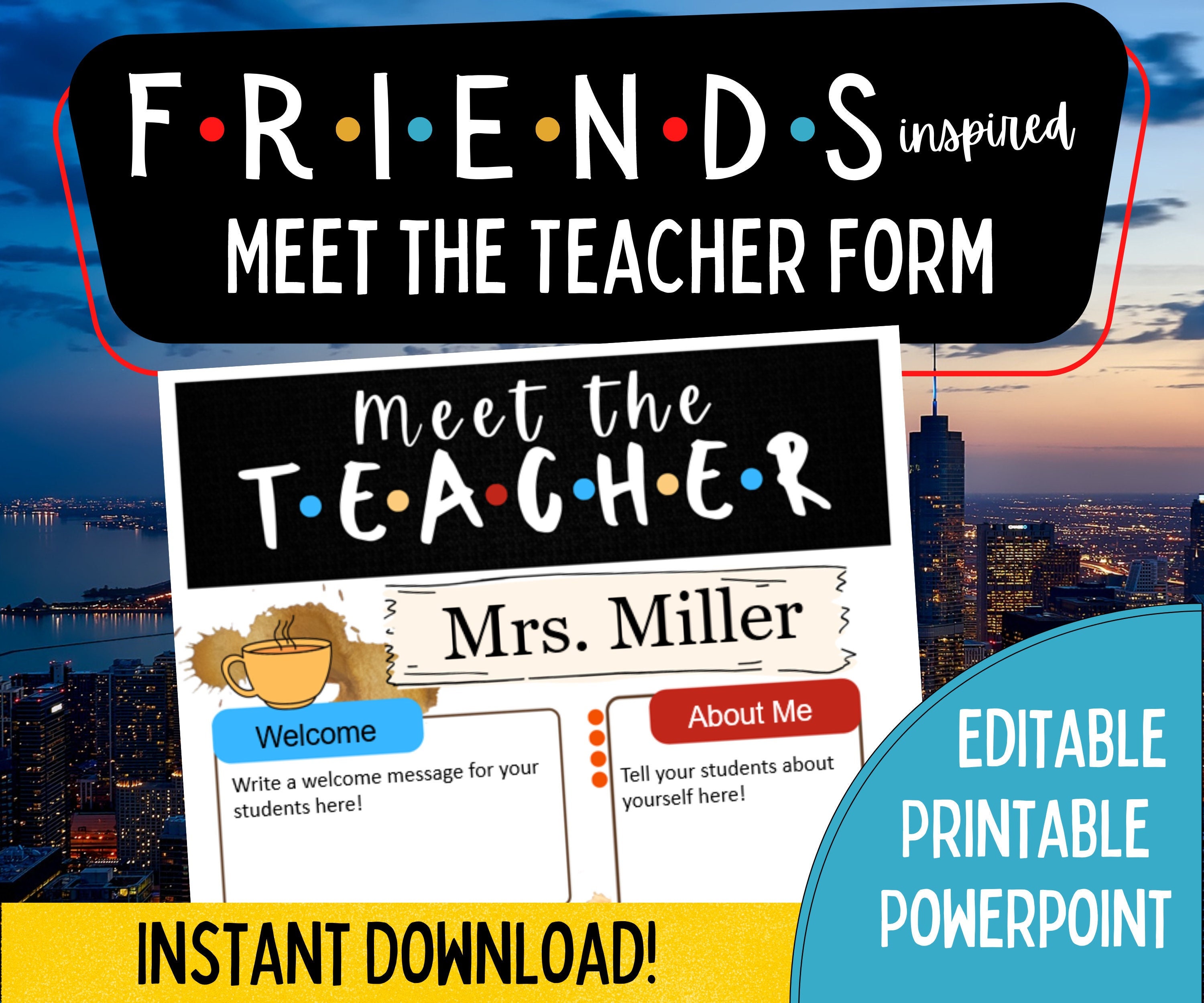 Meet the Teacher EDITABLE PRINTABLE Form | Friends Inspired - Etsy