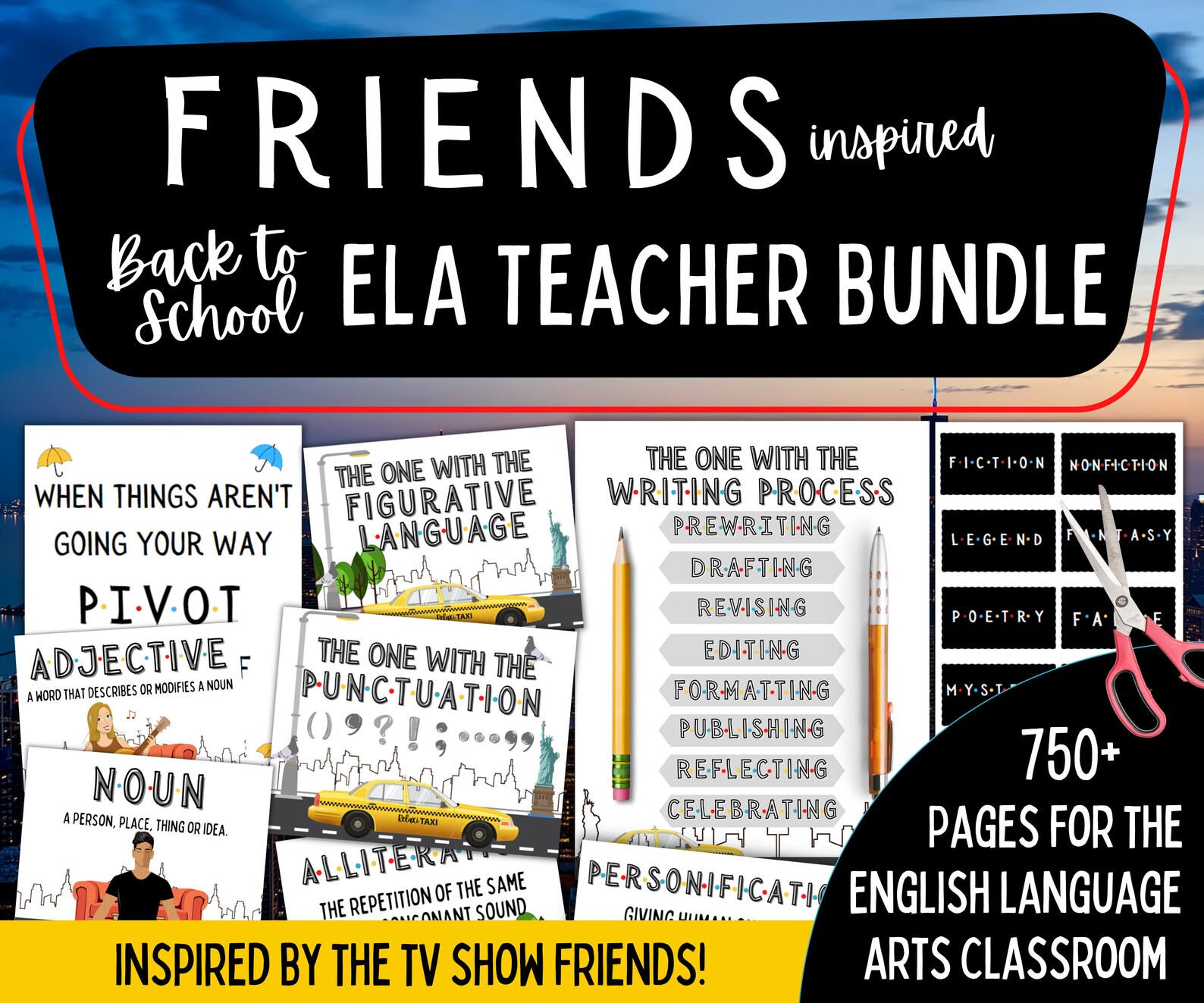ELA Teacher Friends Classroom Decor Bundle | Creative Writing Classroom ...