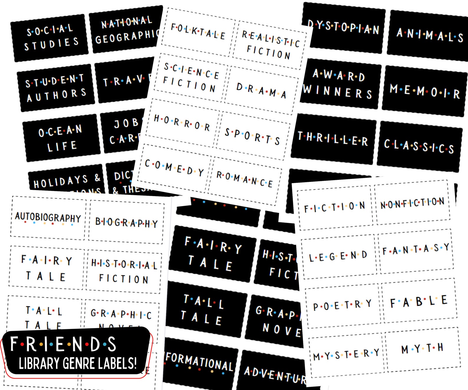 Library Genre Labels | Book Bin Labels | Teacher Labels | Friends ...