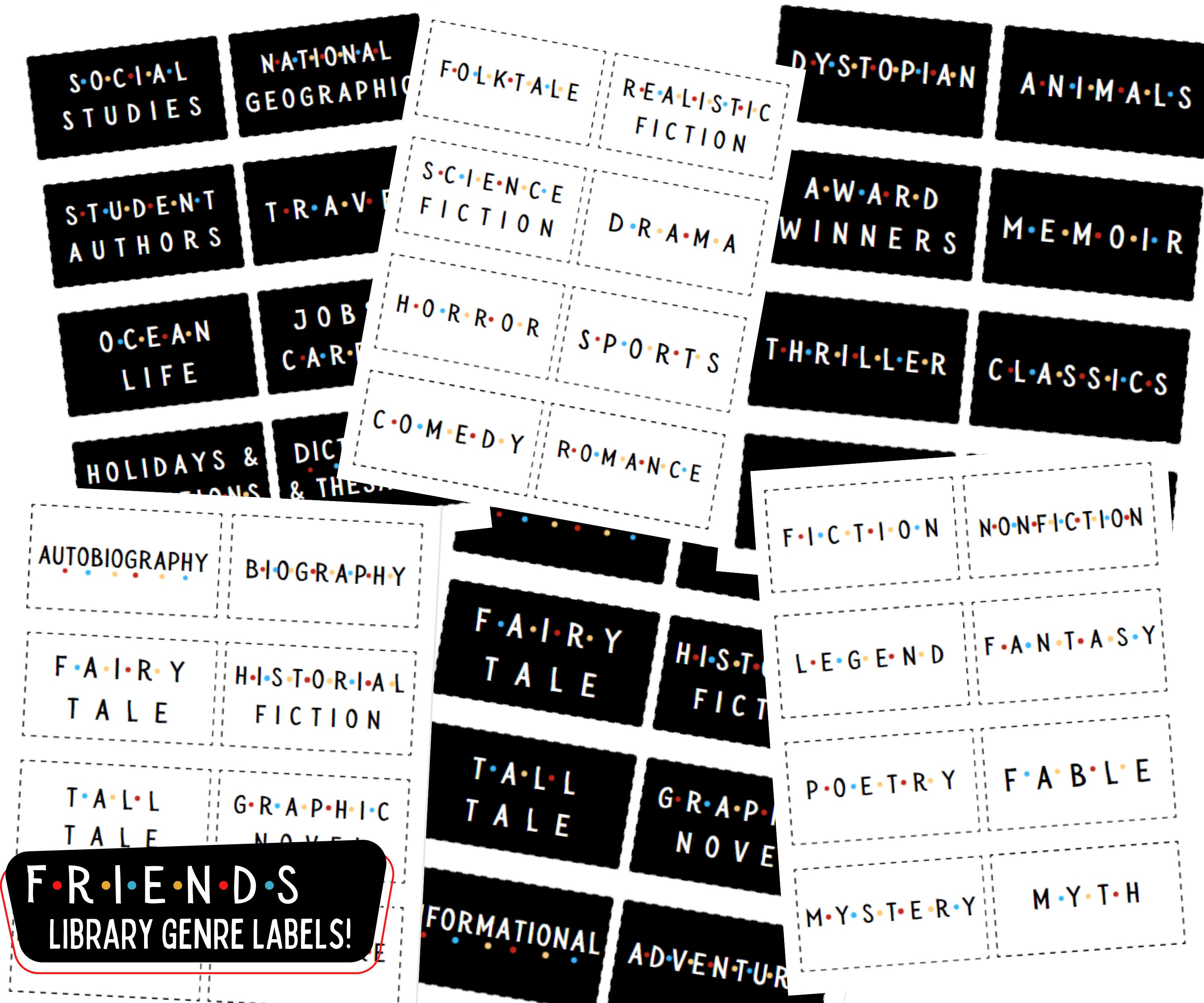 Library Genre Labels | Book Bin Labels | Teacher Labels | Friends ...