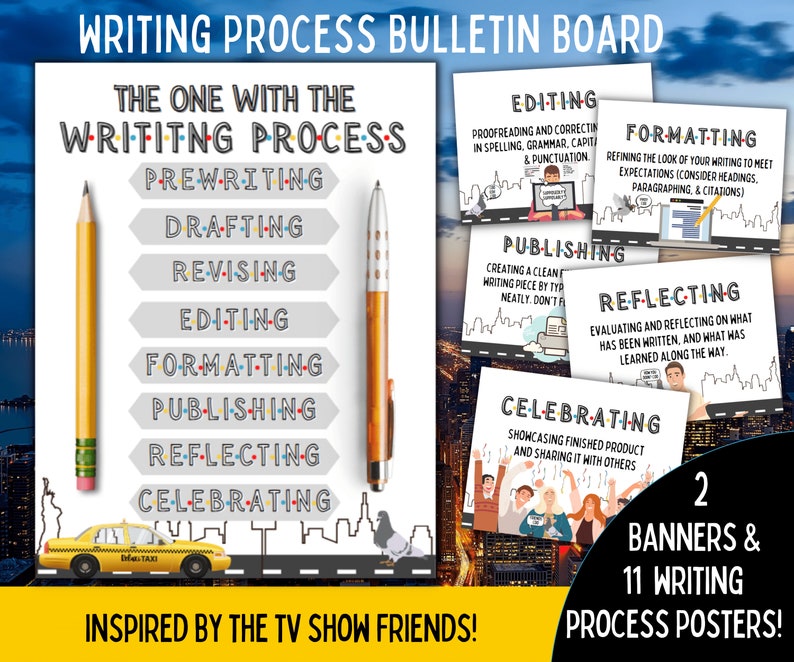 Writing Process Bulletin Board | Writing Process Posters | ELA Posters ...