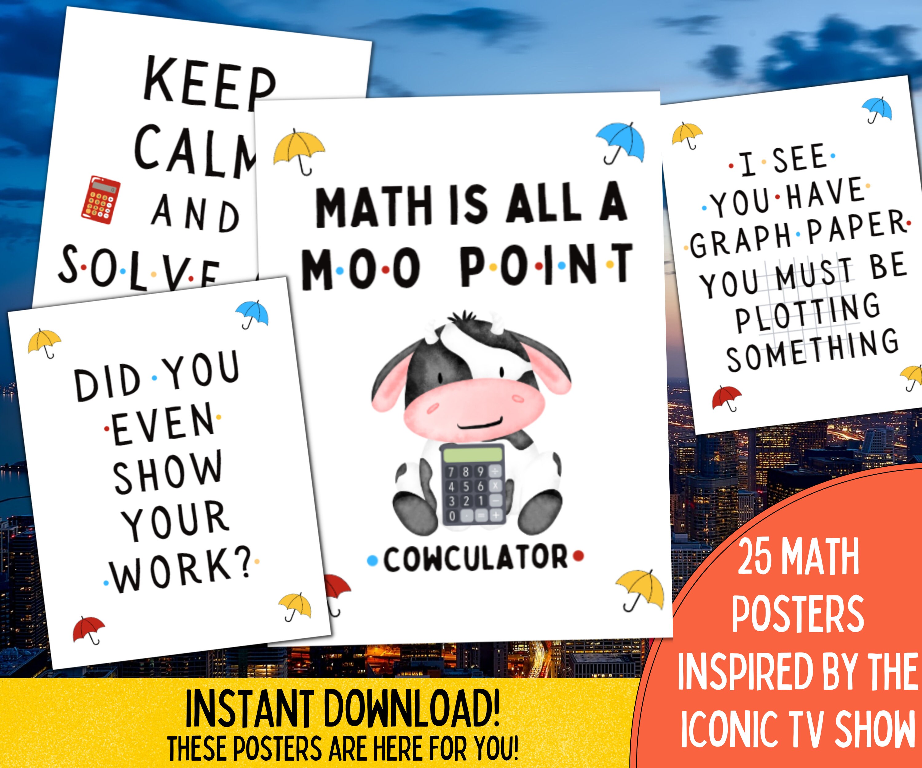 Friends MATH Classroom Posters Friends Math Posters Funny Math Prints ...