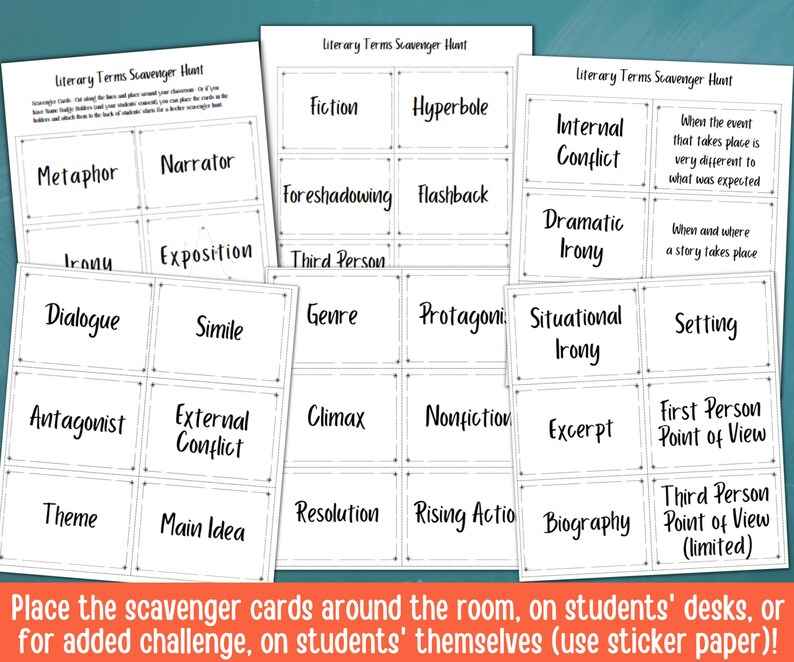 Literary Terms Scavenger Hunt | English Language Arts Game | English ...
