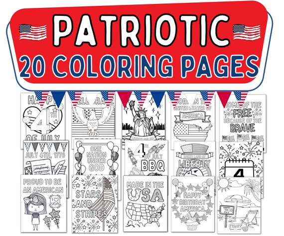 Patriotic Coloring Pages July 4th Coloring Pages July - Etsy