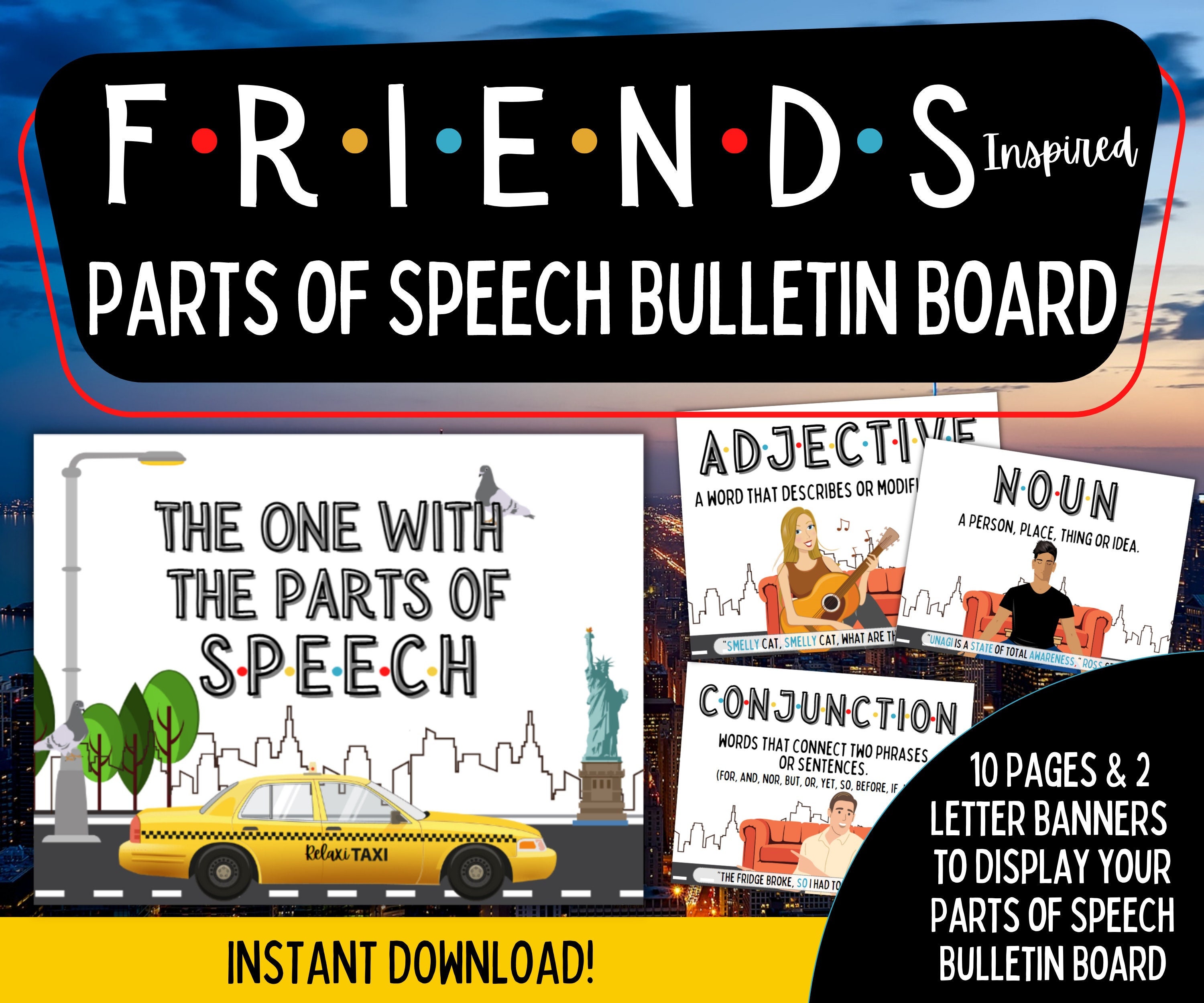 Parts of Speech Bulletin Board Grammar Posters ELA Posters - Etsy