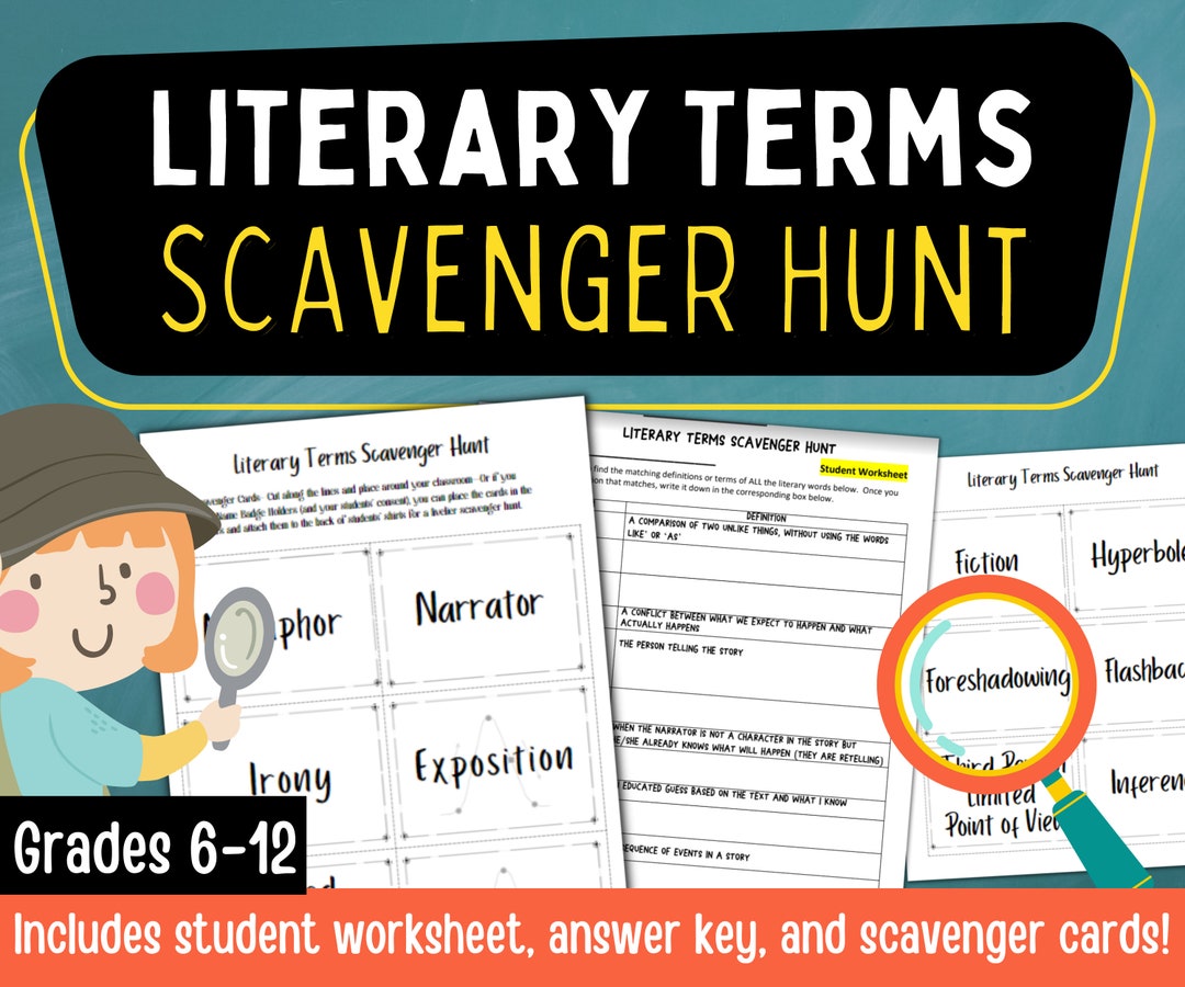 Literary Terms Scavenger Hunt | English Language Arts Game | English ...