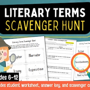Literary Terms Scavenger Hunt | English Language Arts Game | English ...