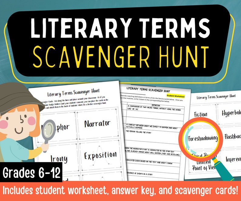 Literary Terms Scavenger Hunt | English Language Arts Game | English ...