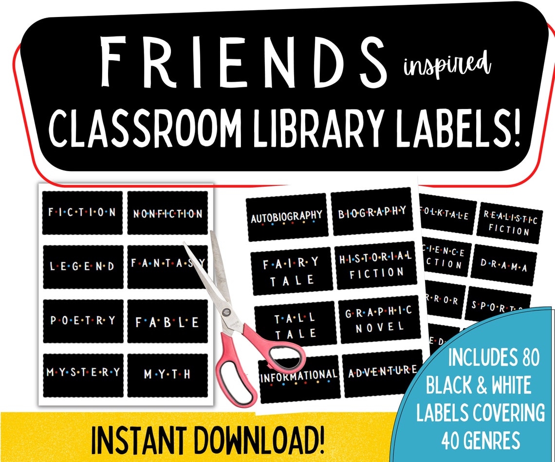 Library Genre Labels | Book Bin Labels | Teacher Labels | Friends ...