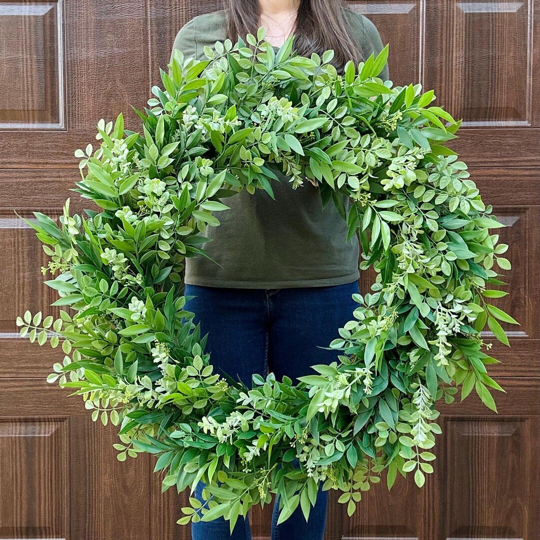 Extra Large Faux Greenery Wreath, Church Wedding Decor, Modern ...