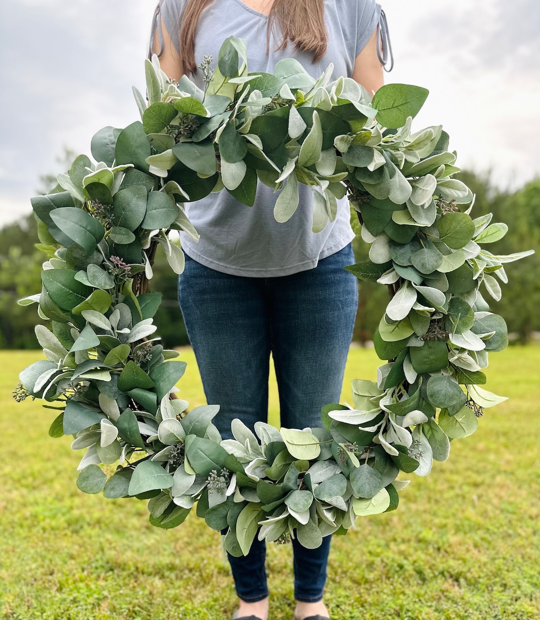 Extra Large Year Round Greenery Wreath, Wedding Wreath Decor, Silver ...