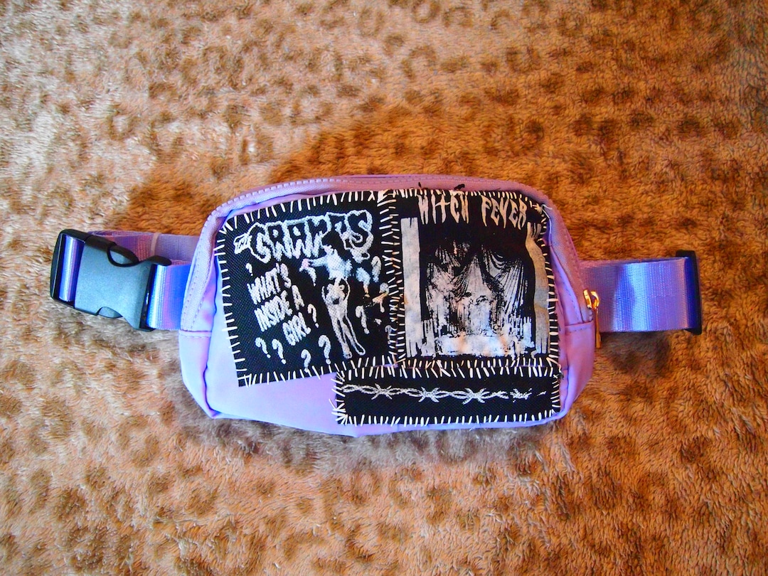 Custom Goth New Wave Pastel Purple Punk Patched Fanny Pack Crossbody ...