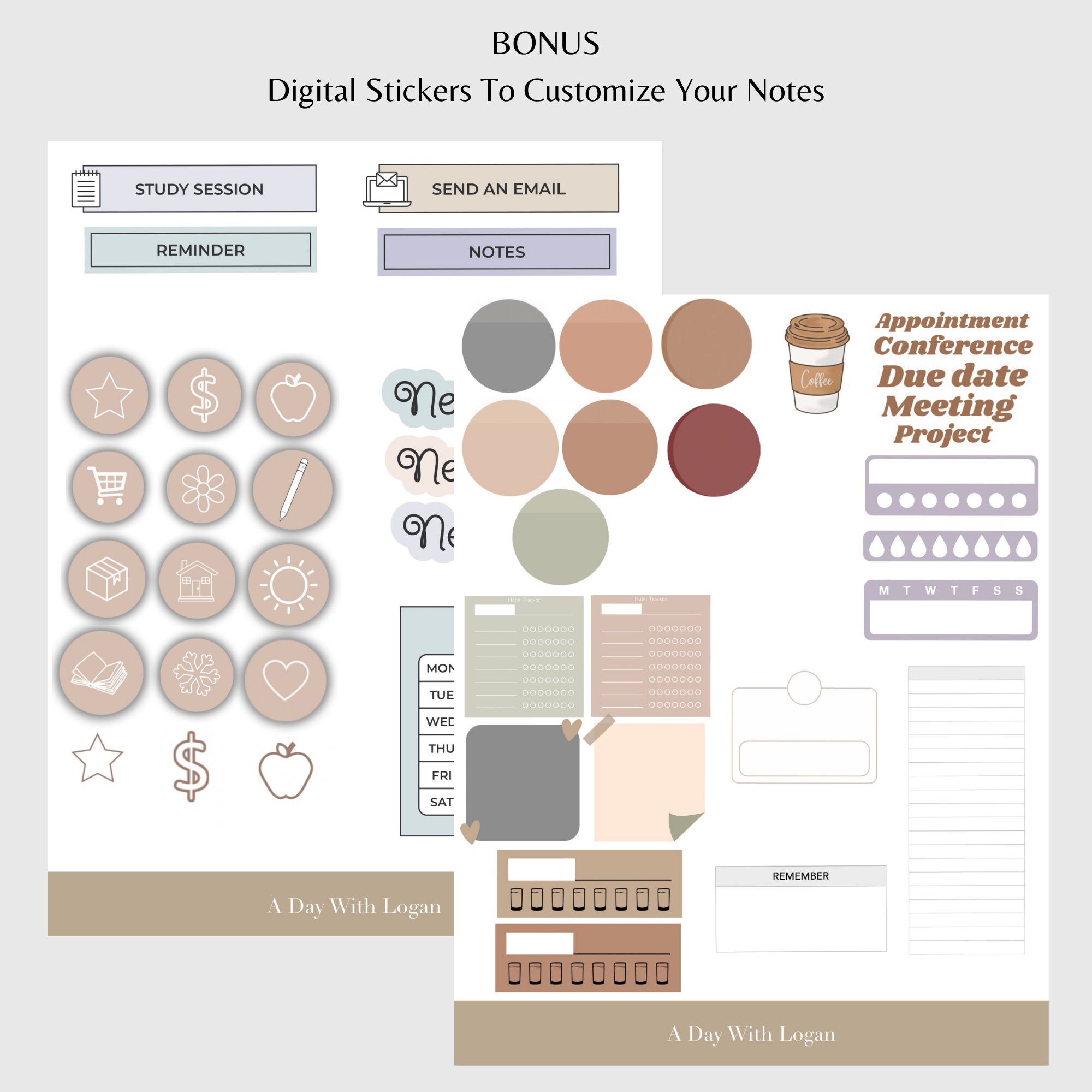 8 Subject Digital Notebook by A Day With Logan, Hyperlinked Notebook ...