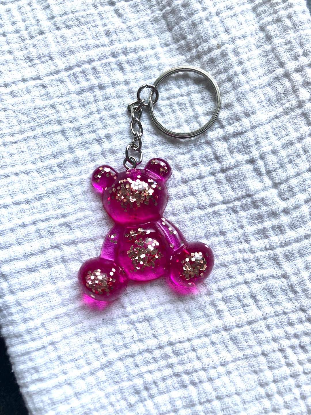 Teddy Bear Resin Key Ring Custom Made Many Colours - Etsy