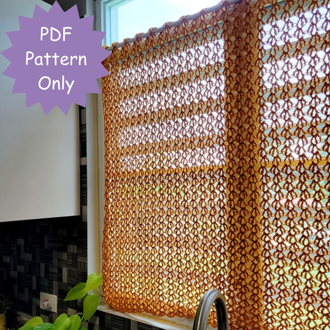 Crochet Kitchen Curtain Pattern Lacey Farmhouse Style Crochet Kitchen ...