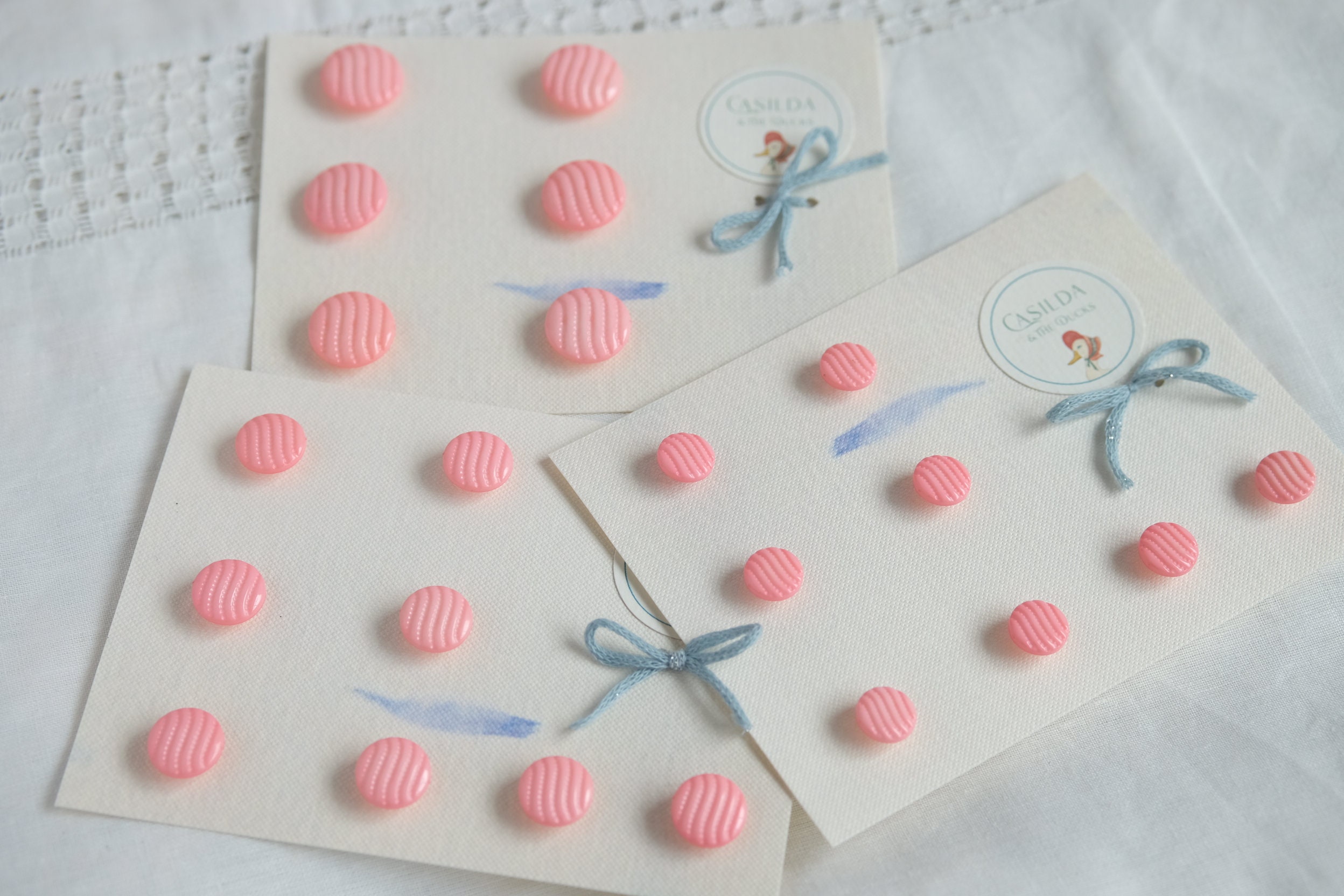 Pink Vintage Buttons 15mm, 1970s Buttons, Stripped Pink Plastic Buttons ...