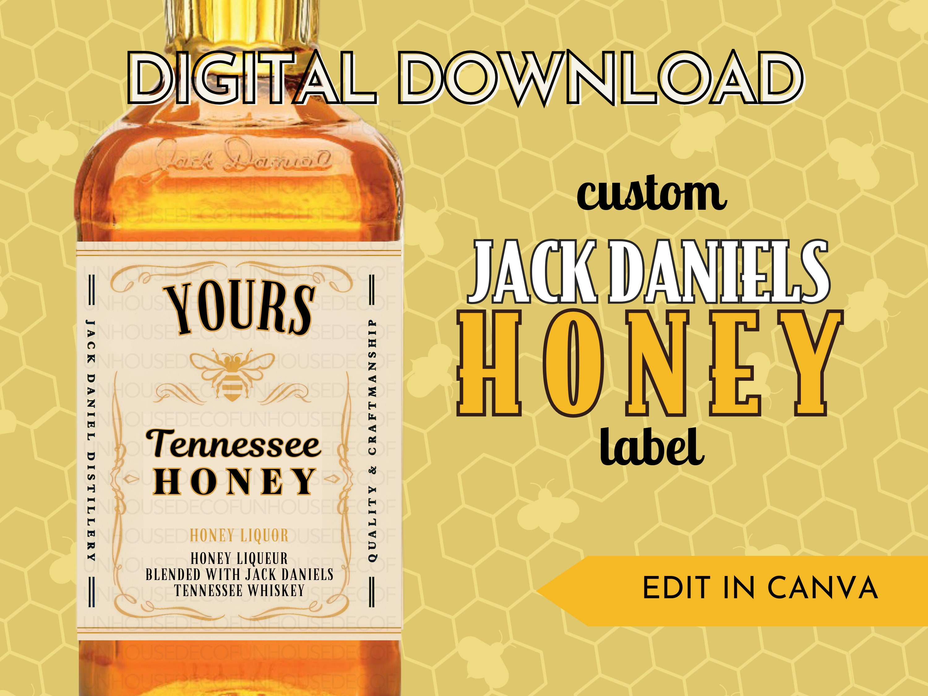 Sweet Life Custom Labels for Honey Whiskey Custom Whiskey Bottle Labels ...