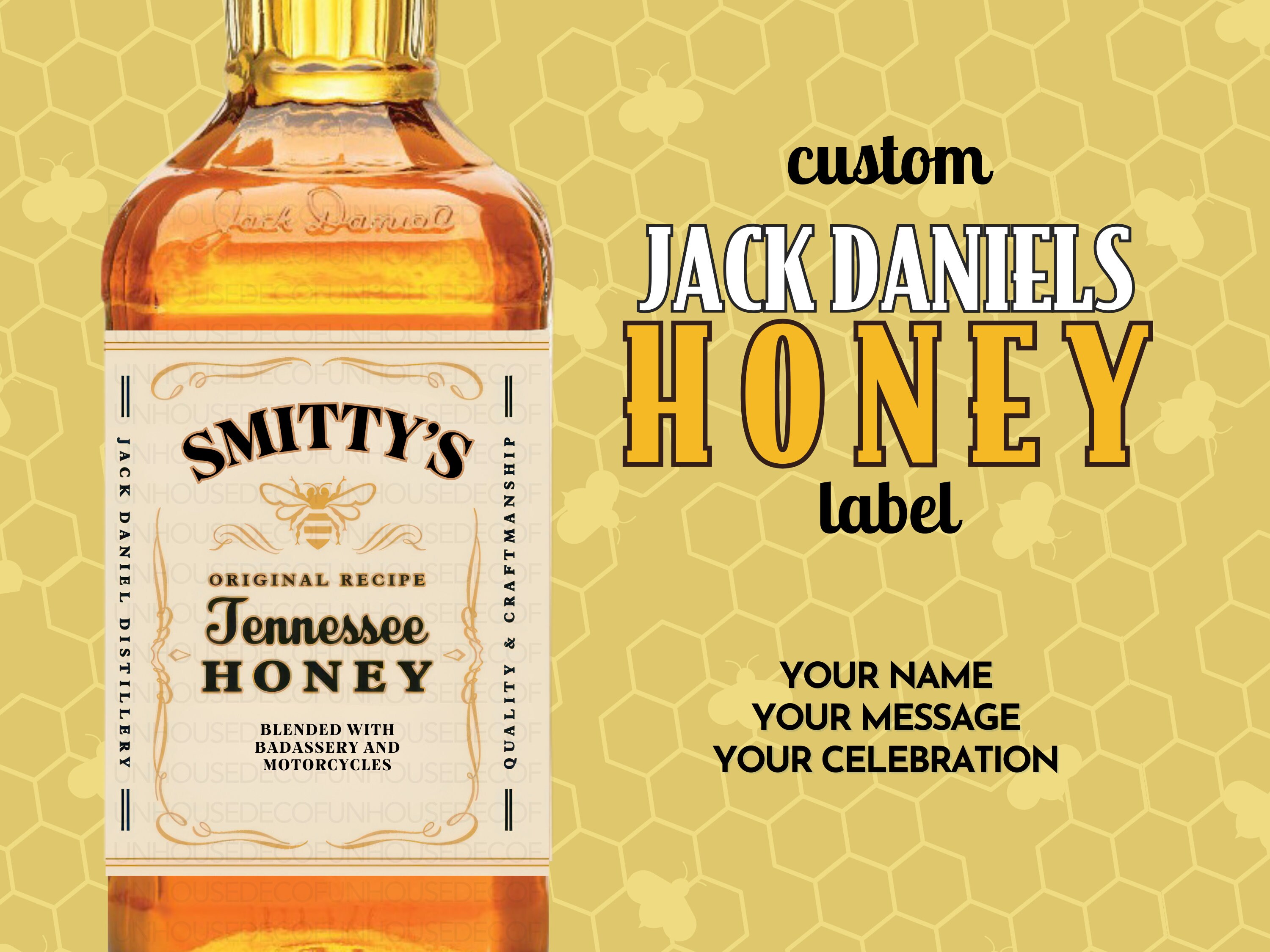 Sweet Life Custom Labels for Honey Whiskey Custom Whiskey Bottle Labels ...
