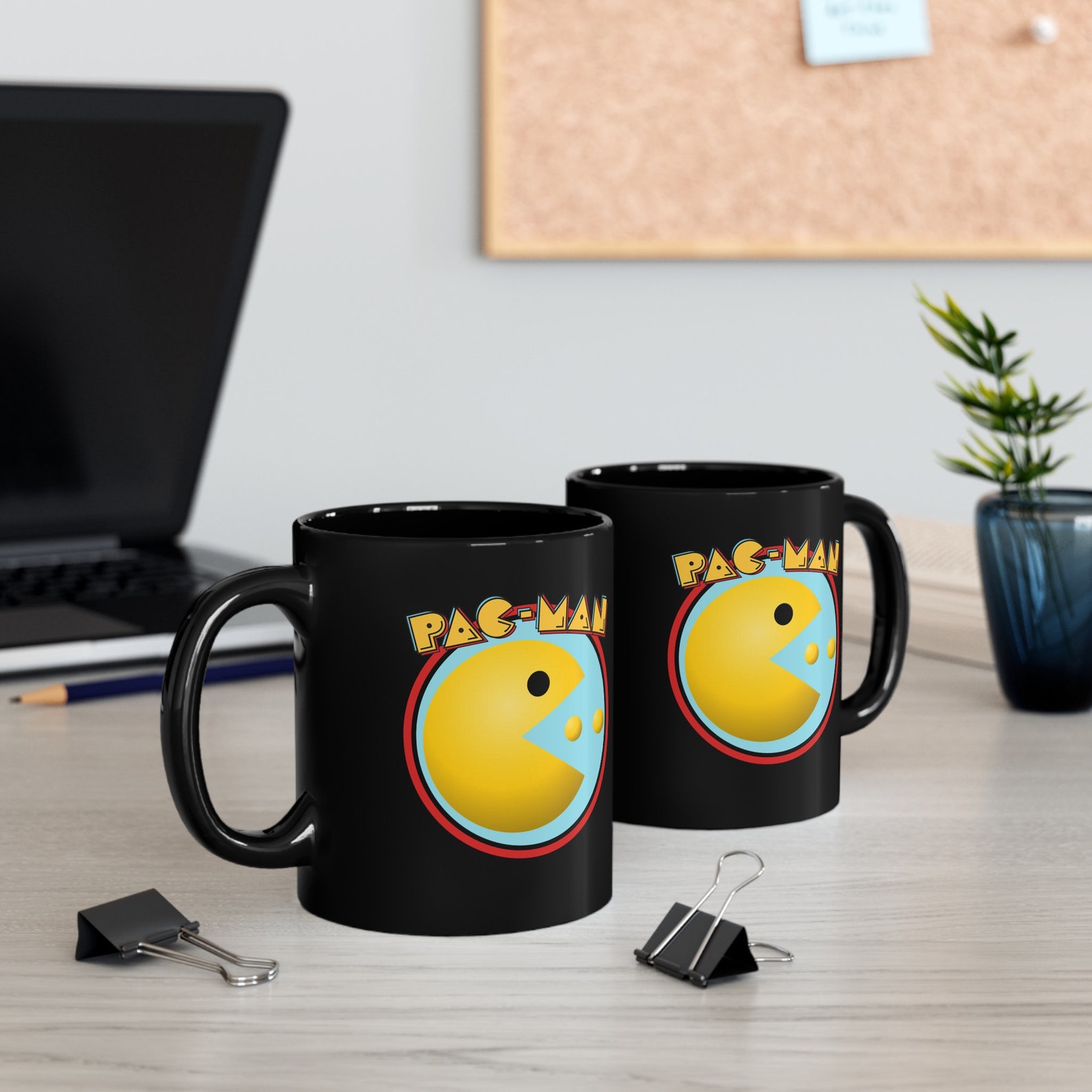 PAC MAN Mug Vintage Aesthetic Video Game 1980s 11oz Black Coffee Mug - Etsy