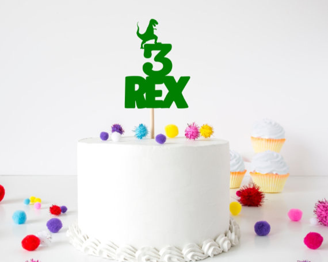 3 Rex Cake Topper Svg, Dinosaur Cupcake Topper Svg, T-rex Cake Topper ...