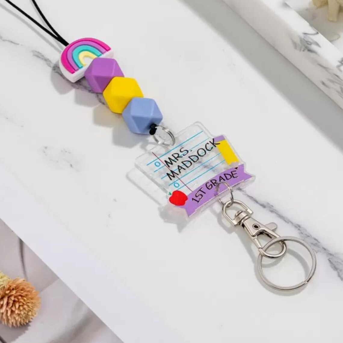 Teacher Lanyard Personalized Teacher Lanyard Rainbow Name - Etsy