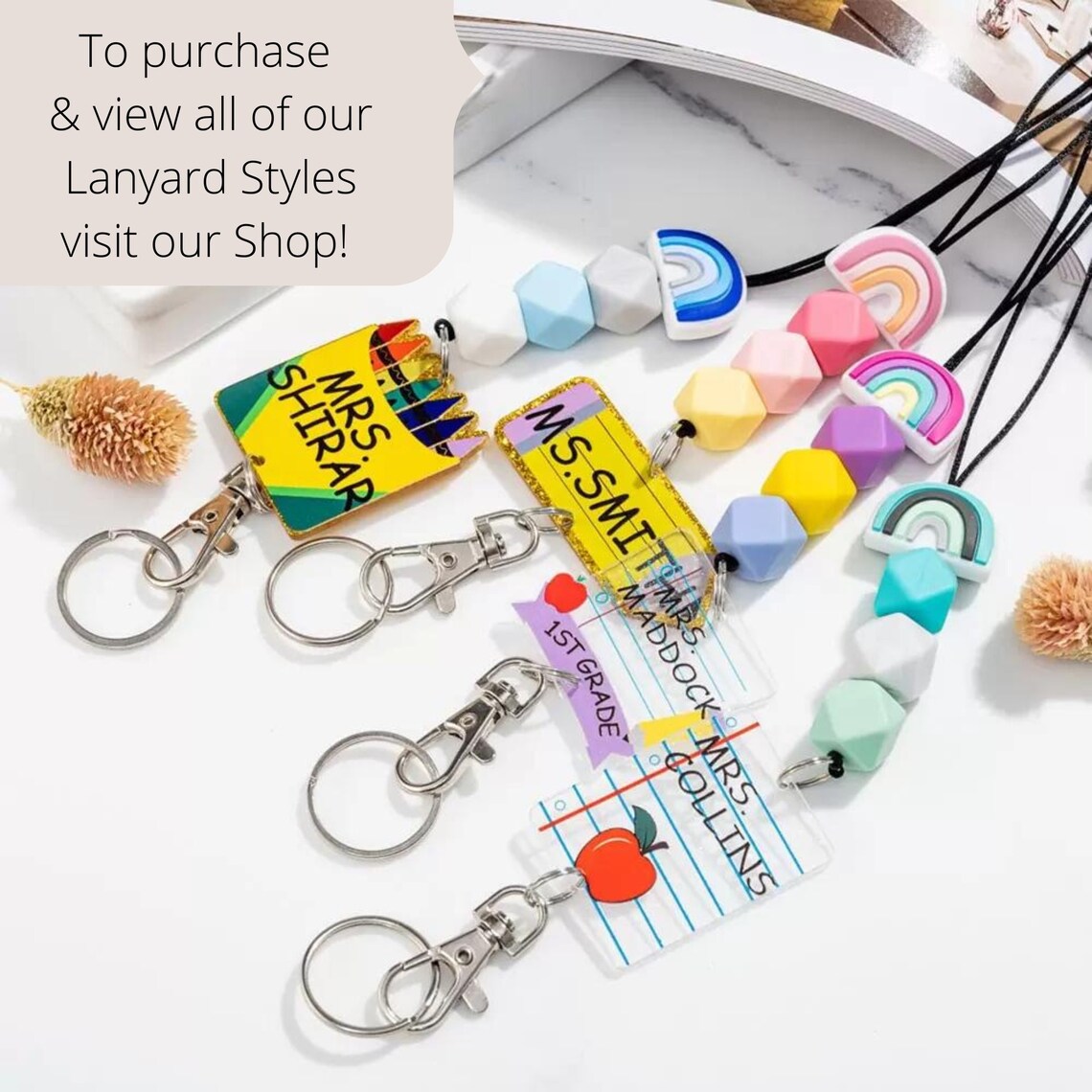 Teacher Lanyard Personalized Teacher Lanyard Rainbow Name - Etsy