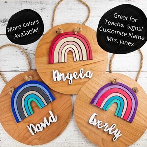Rainbow Name Sign, Personalized Teacher Sign, Classroom Door Sign, Kids ...