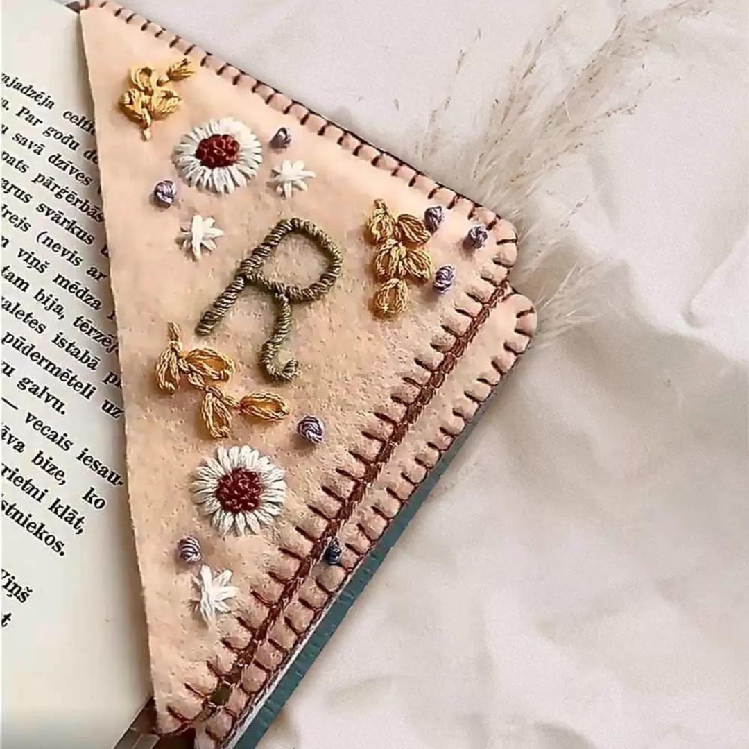 Personalized Hand Embroidered Corner Bookmark Cute Custom - Etsy