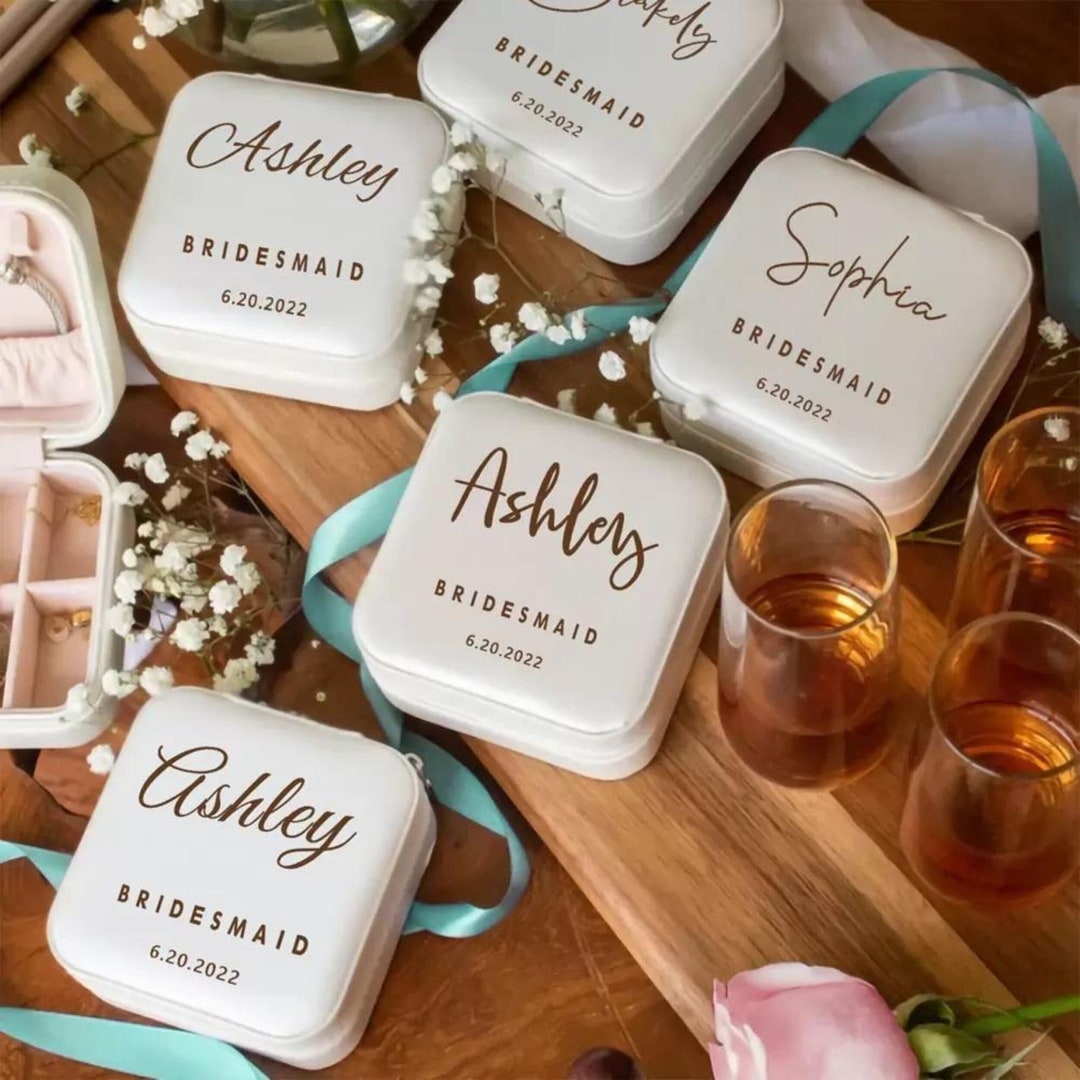 Personalized Bridesmaid Jewelry Box Engraved Travel Jewelry Box Small