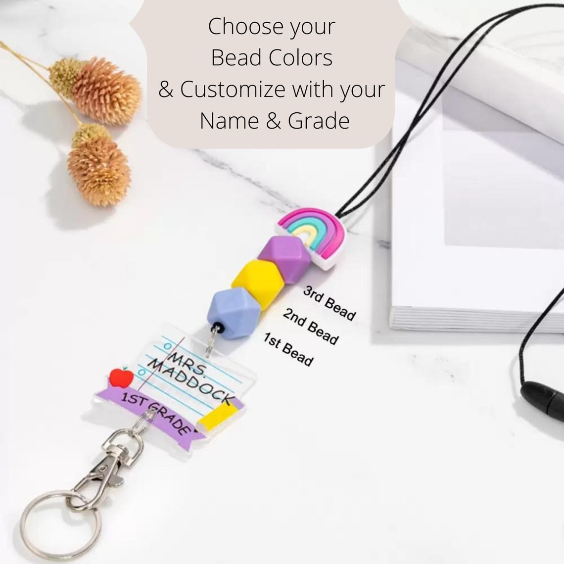 Teacher Lanyard Personalized Teacher Lanyard Rainbow Name - Etsy