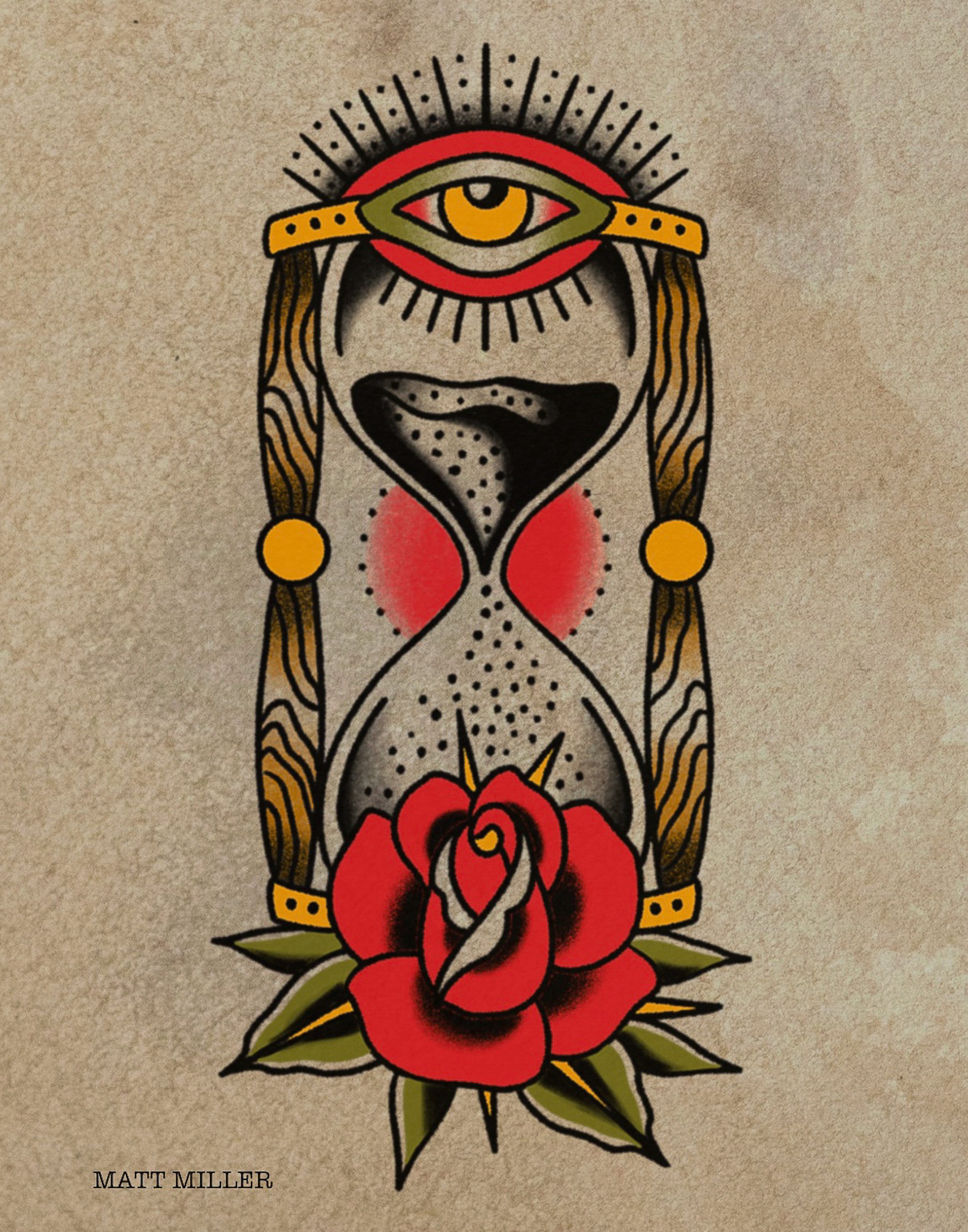 Red Hourglass Tattoo