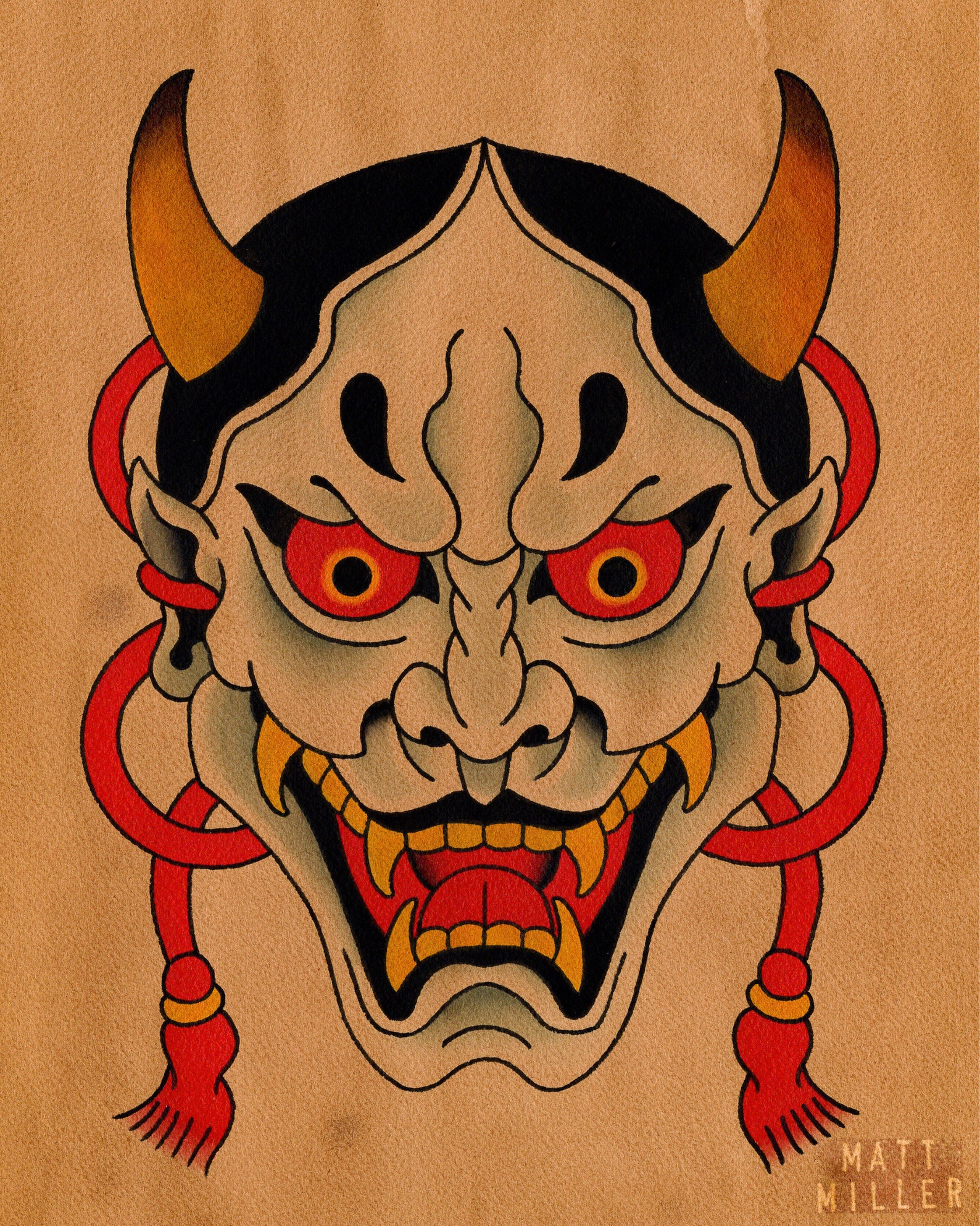 Traditional Hannya Tattoo Flash Print | Etsy