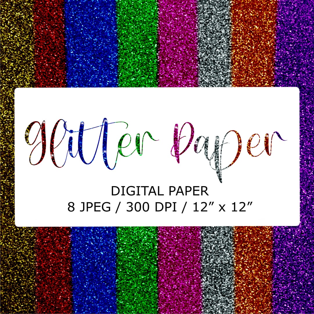 Glitter Digital Paper / 8 Designs / Scrapbook Papers / Digital ...