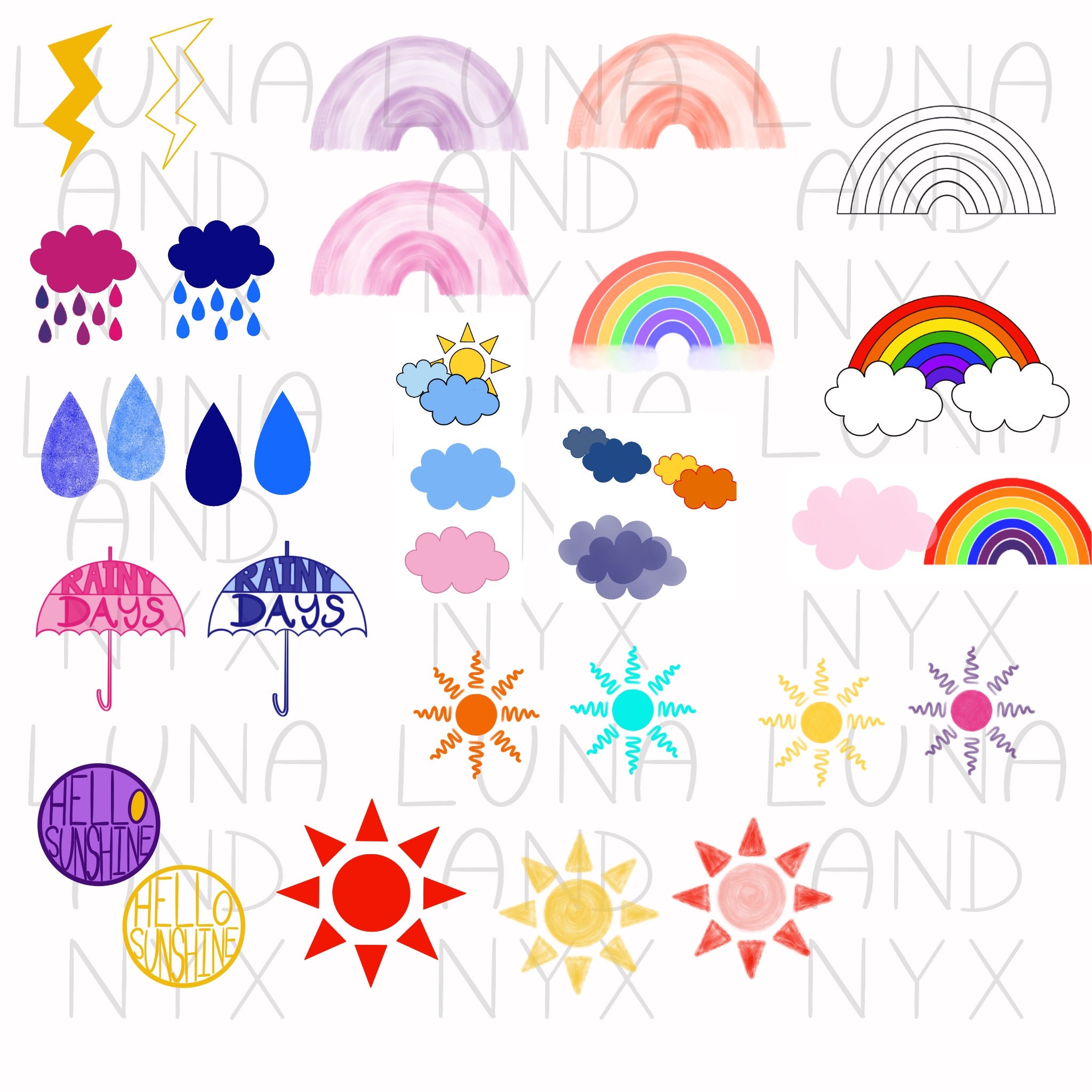 17 Weather Stamps for Procreate Procreate Stamp Brushset - Etsy