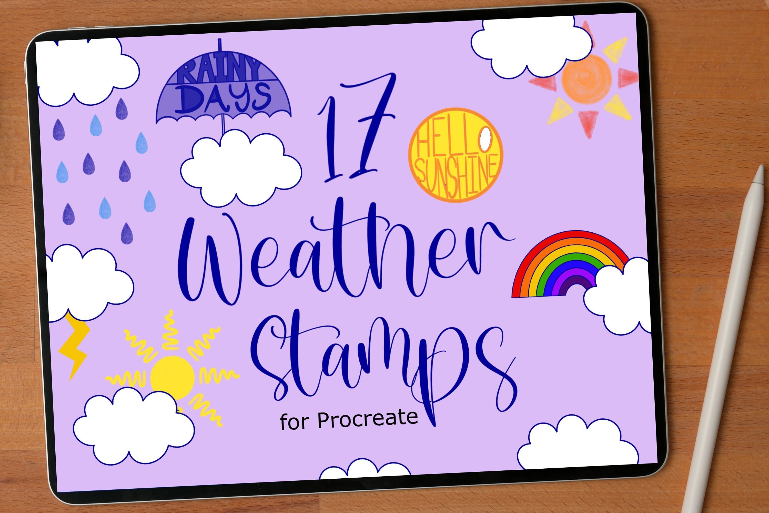 17 Weather Stamps for Procreate Procreate Stamp Brushset - Etsy