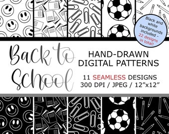 Pastel Back to School Digital Paper / Hand Drawn / 16 Designs ...