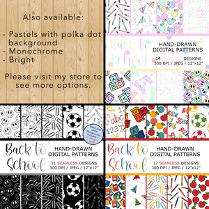 Pastel Back to School Digital Paper / Hand Drawn / 16 Designs ...