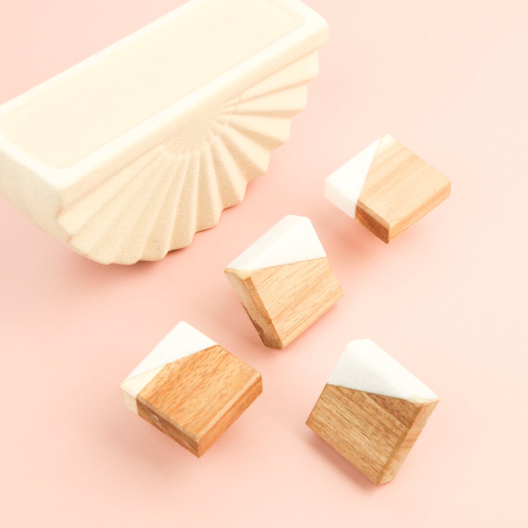 Nordic Modern Wooden Cabinet Handles, Vanity Handles, Marble Square ...