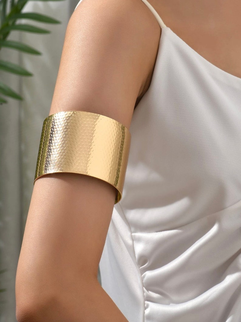 Gold Chunky Wrist Arm Cuff Adjustable Arm Cuff Fashion - Etsy