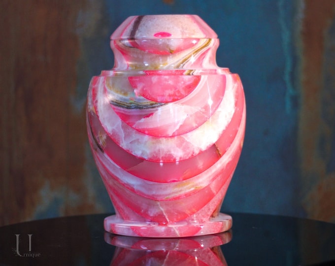 Mosaic Pink Onyx Urn for Human Ashes - Personalized Memory Plaque ...