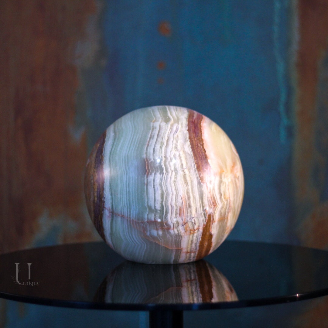 Onyx Sphere Memorial Ashes Urn - Personalized Memory Plaque - Large Urn ...