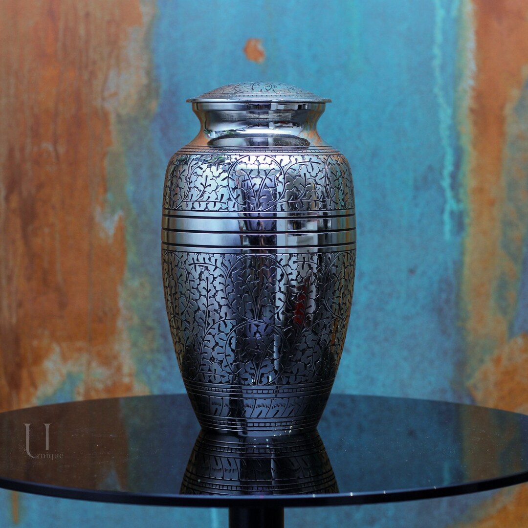 Mirror Brass Urn for Human Ashes - Personalized Memorial Plaque ...